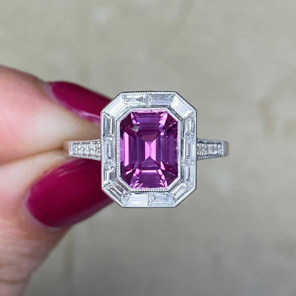 GIA 2.56ct Emerald Cut Natural Pink Sapphire Engagement Ring, Platinum ...