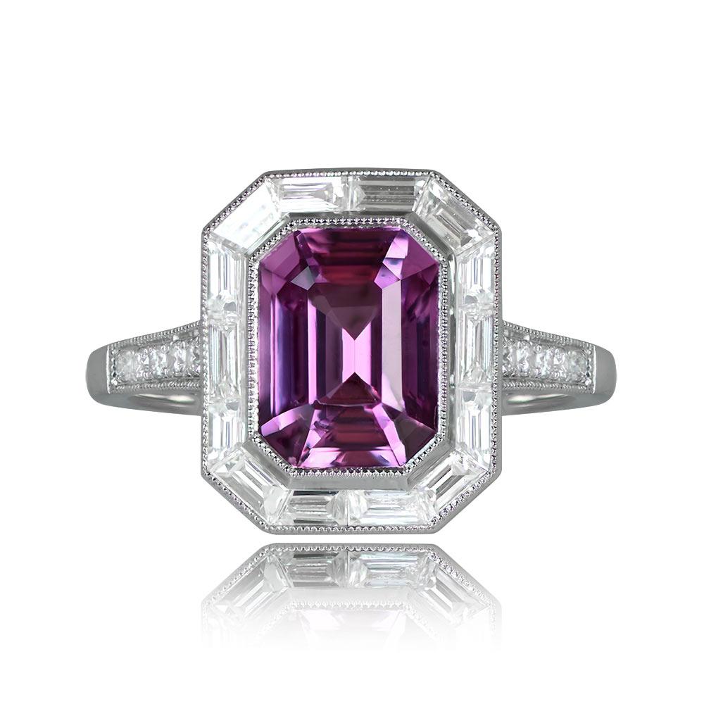 GIA 2.56ct Emerald Cut Natural Pink Sapphire Engagement Ring, Platinum ...