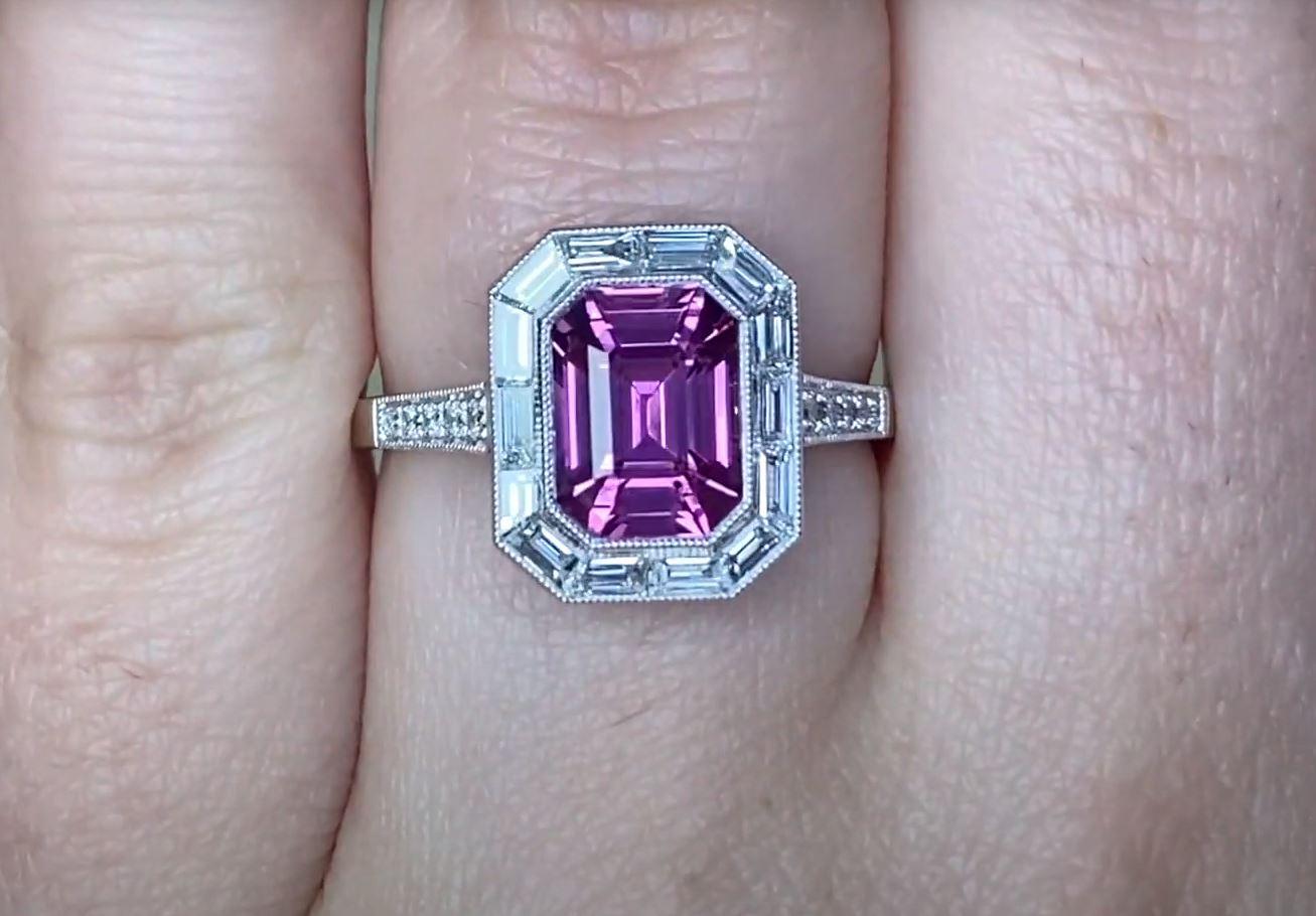 GIA 2.56ct Emerald Cut Natural Pink Sapphire Engagement Ring, Platinum ...
