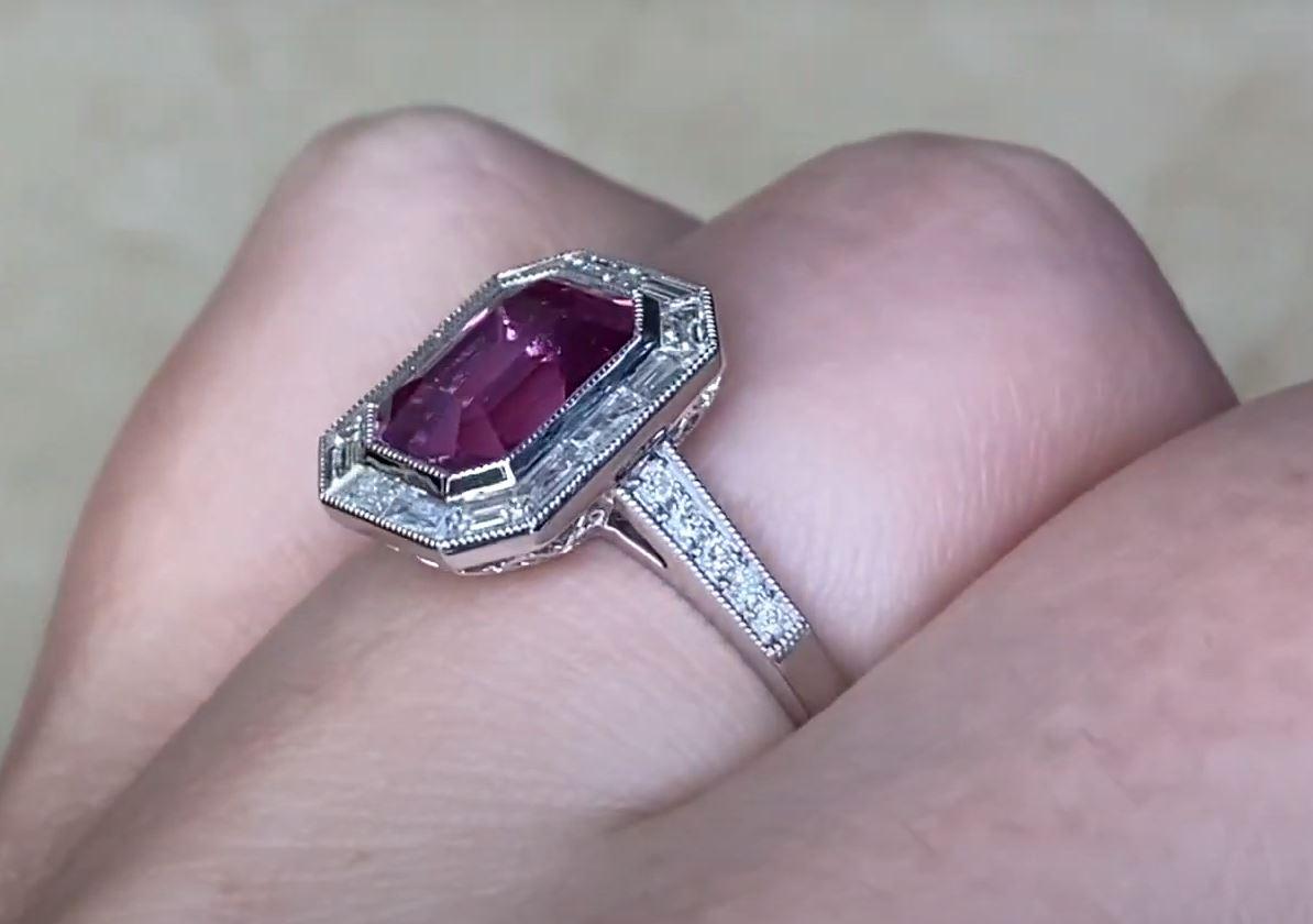 GIA 2.56ct Emerald Cut Natural Pink Sapphire Engagement Ring, Platinum ...