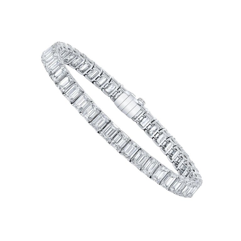 GIA 30 Carat Carat White Gold Tennis Bracelet Emerald Cut Diamonds For Sale at 1stDibs 30 carat tennis bracelet 30 carat diamond tennis bracelet 30 carat diamond bracelet
