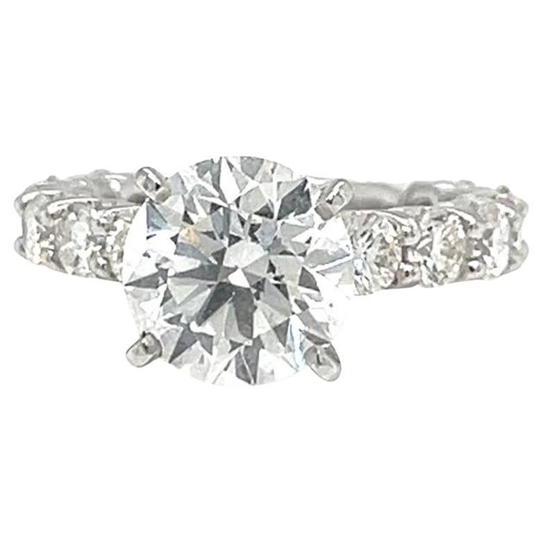 4.01ct Natural Round Cut Diamond in 14K White Gold Si3 Clarity Pave ...