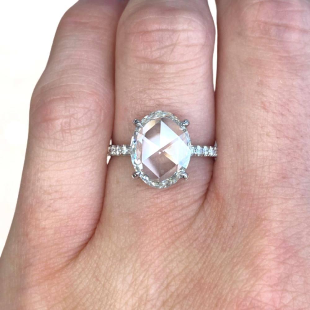 GIA 3.02ct Oval Rose Cut Diamond Engagement Ring, I Color For Sale at ...