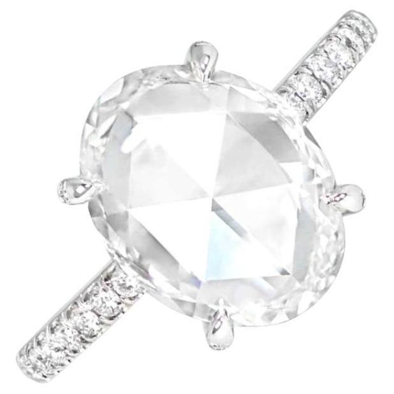GIA 3.02ct Oval Rose Cut Diamond Engagement Ring, I Color For Sale at ...