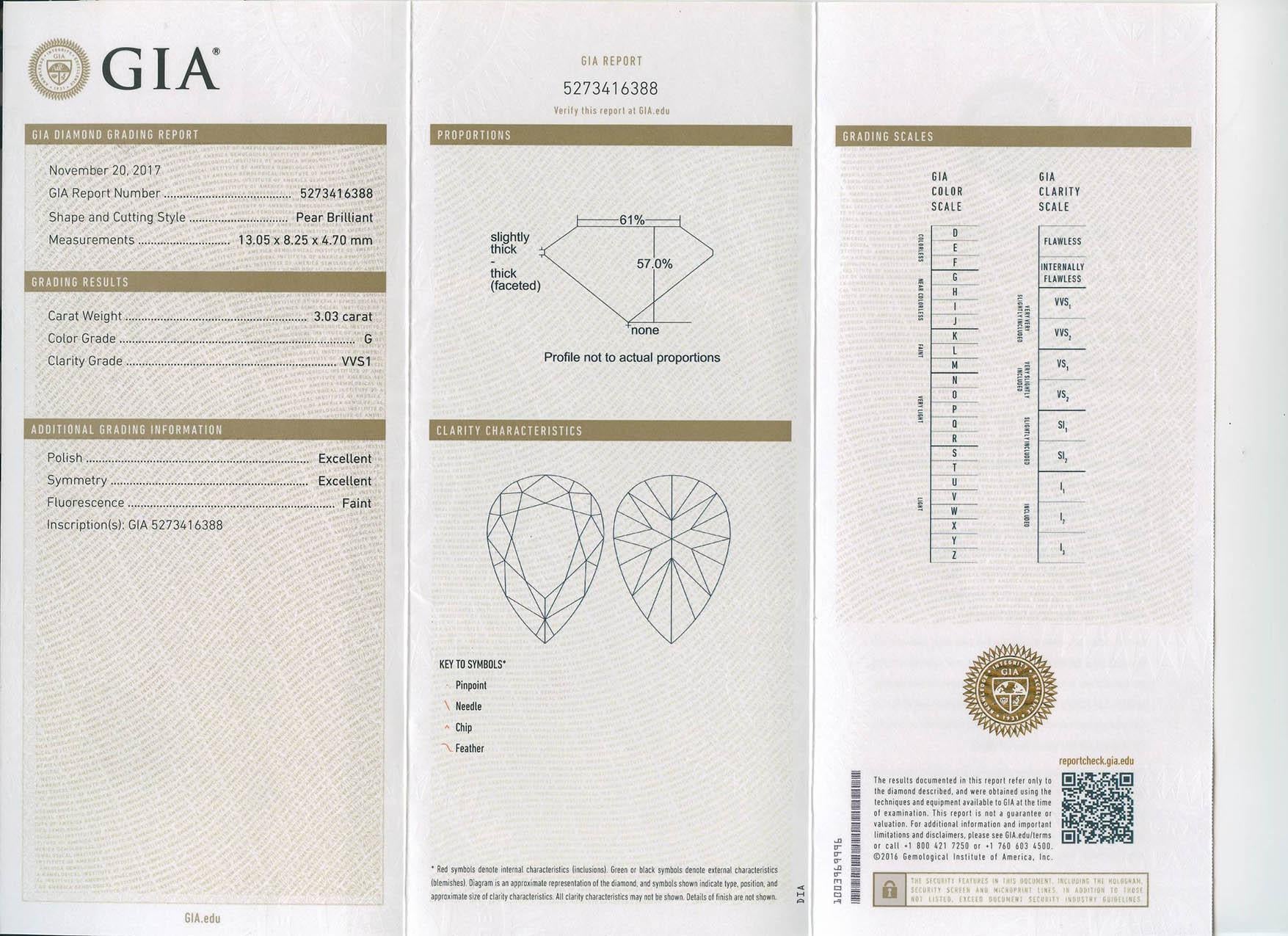 GIA 3.04 and 3.03 Carat Pear Shape Diamond Ring For Sale at 1stDibs