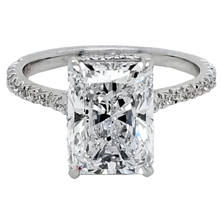 GIA 3.04 Ct D/SI2 Radiant Diamond French Pave Set Engagement Ring with ...