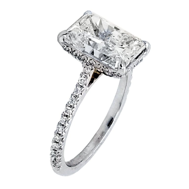 GIA 3.04 Ct D/SI2 Radiant Diamond French Pave Set Engagement Ring with ...
