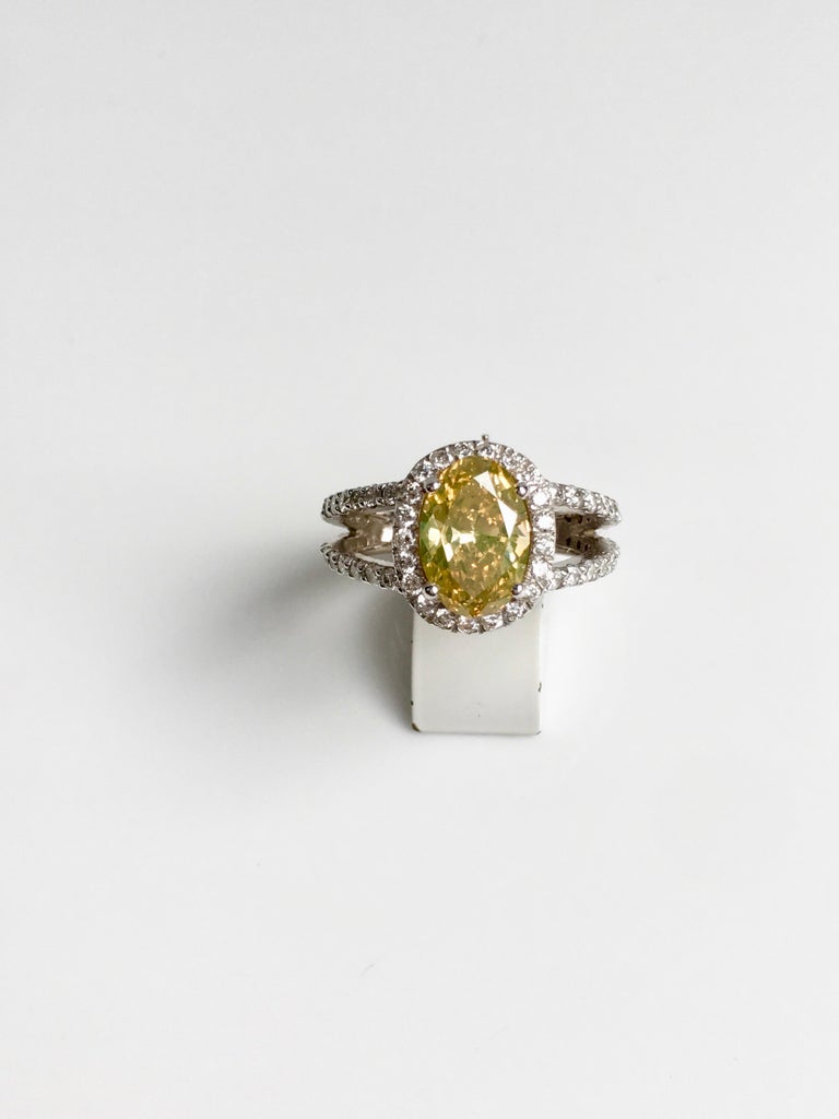 GIA 3.12 Carat Natural Deep Brownish Orange Yellow Oval Engagement Ring ...