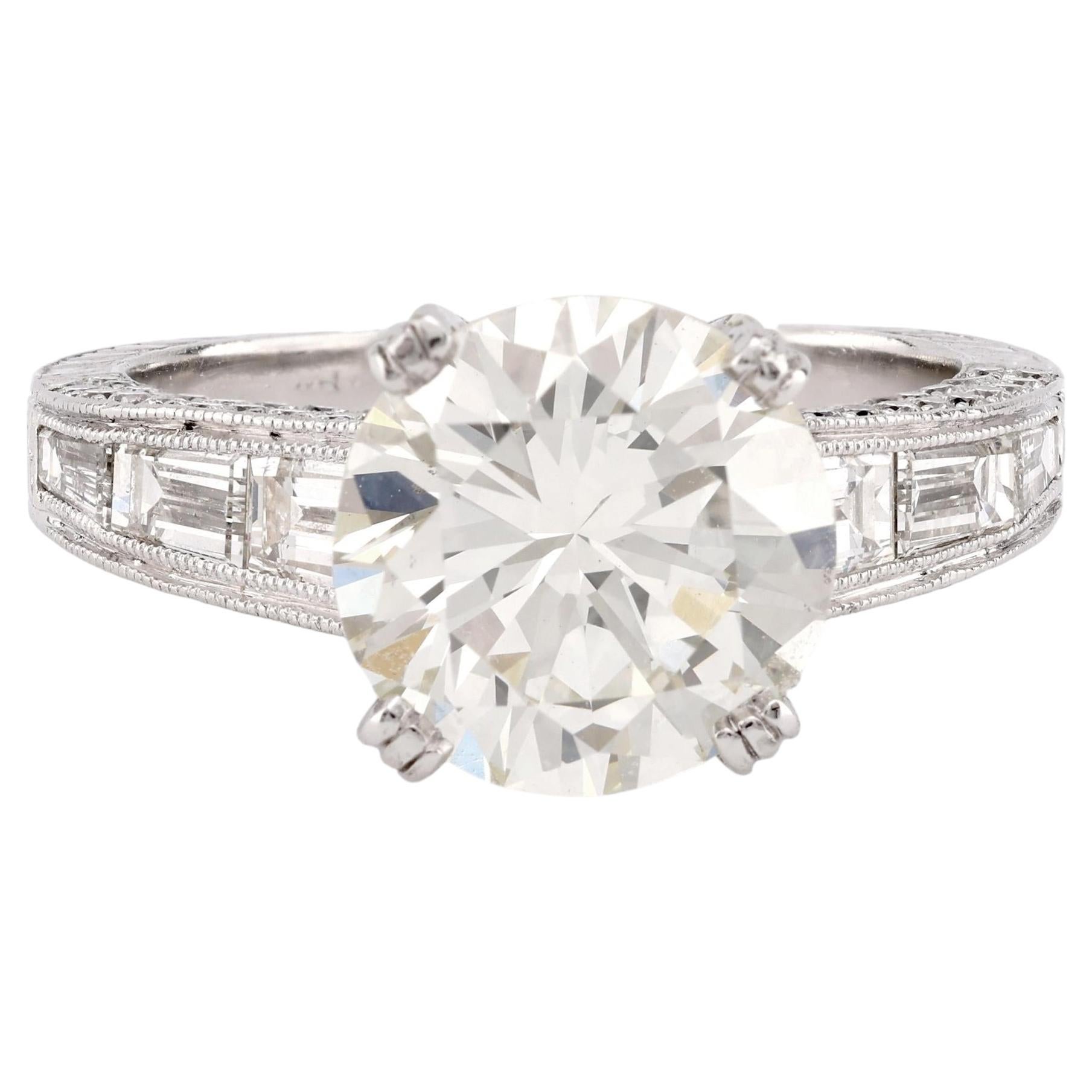 GIA 3.19 carat round brilliant cut diamond platinum engagement ring For ...