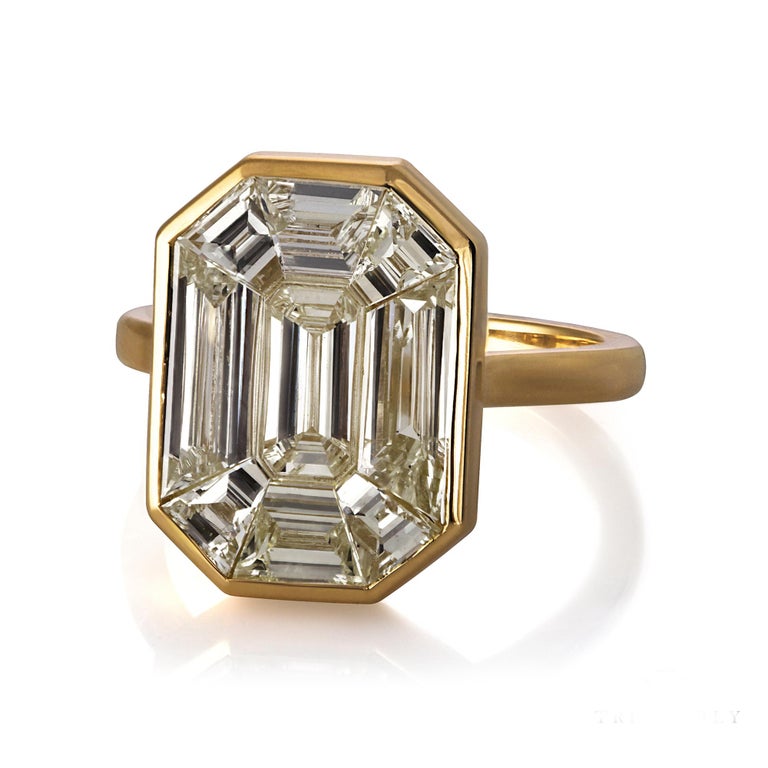 GIA 3.24ct Emerald Pie-Cut "Illusion" Diamond Engagement Wedding Ring ...