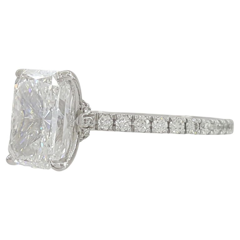 GIA 3.51 ct Total Weight Platinum Rectangular Radiant Cut Diamond ...