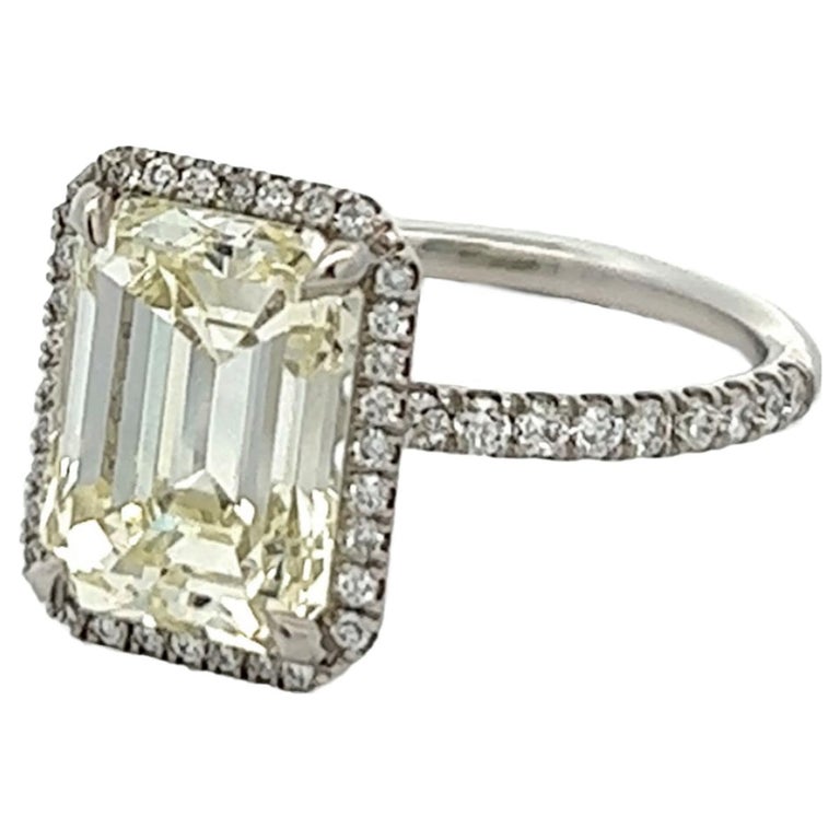 GIA 3.92 Carats Emerald Cut Diamond Pave Cut Diamond Ring For Sale at ...