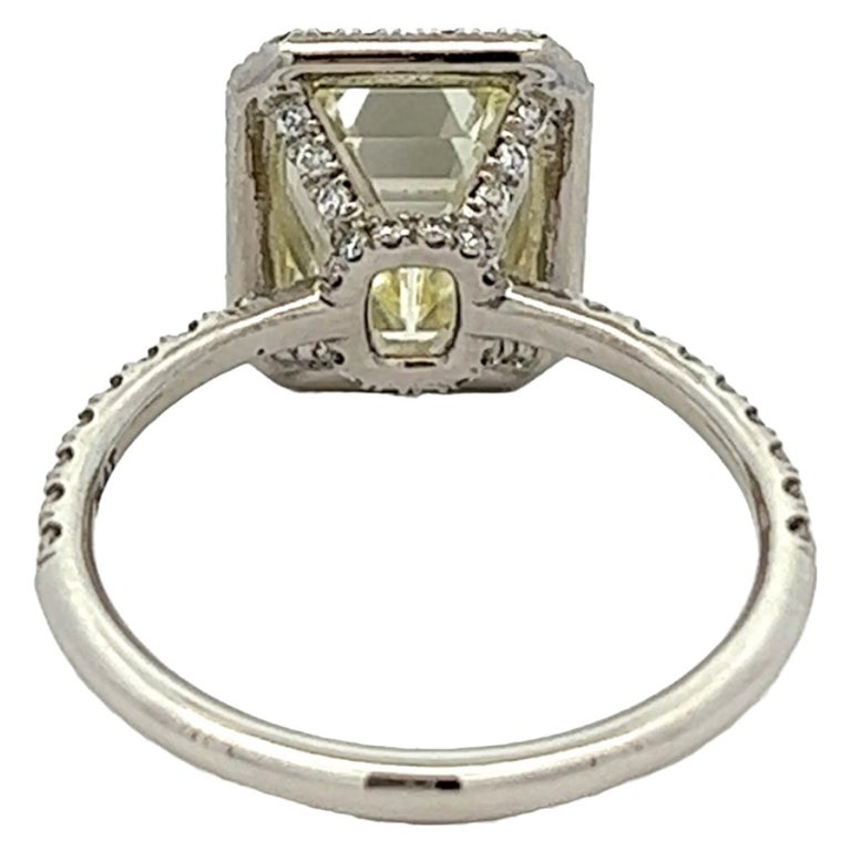 GIA 3.92 Carats Emerald Cut Diamond Pave Cut Diamond Ring For Sale at ...