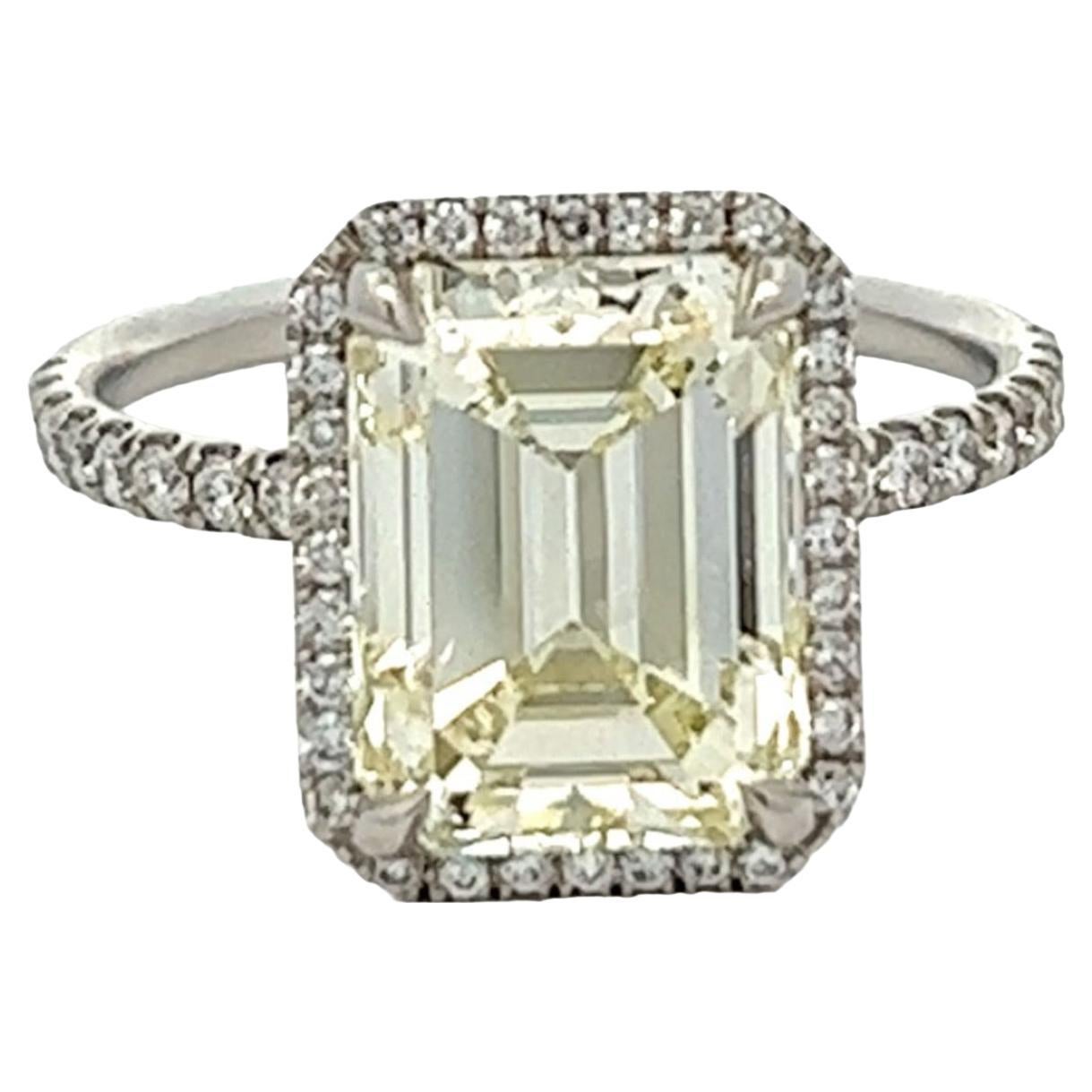 GIA 3.92 Carats Emerald Cut Diamond Pave Cut Diamond Ring For Sale at ...