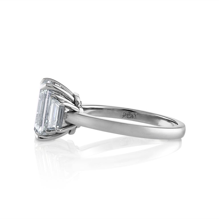 GIA 4.01CT Estate Vintage Emerald Diamond 3 Stone Engagement Wedding ...
