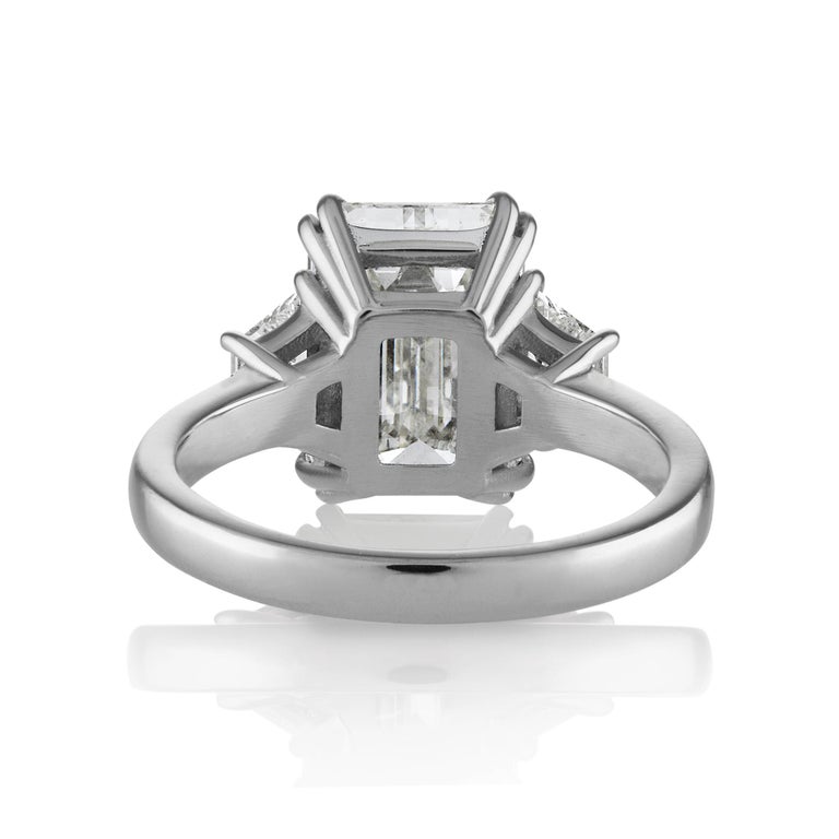 GIA 4.29ct Emerald Cut and Trapezoids 3 Stone Diamond Engagement ...