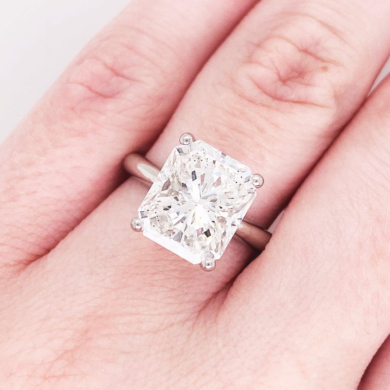 Customizable GIA Radiant 5 Carat Diamond Solitaire Platinum Engagement ...