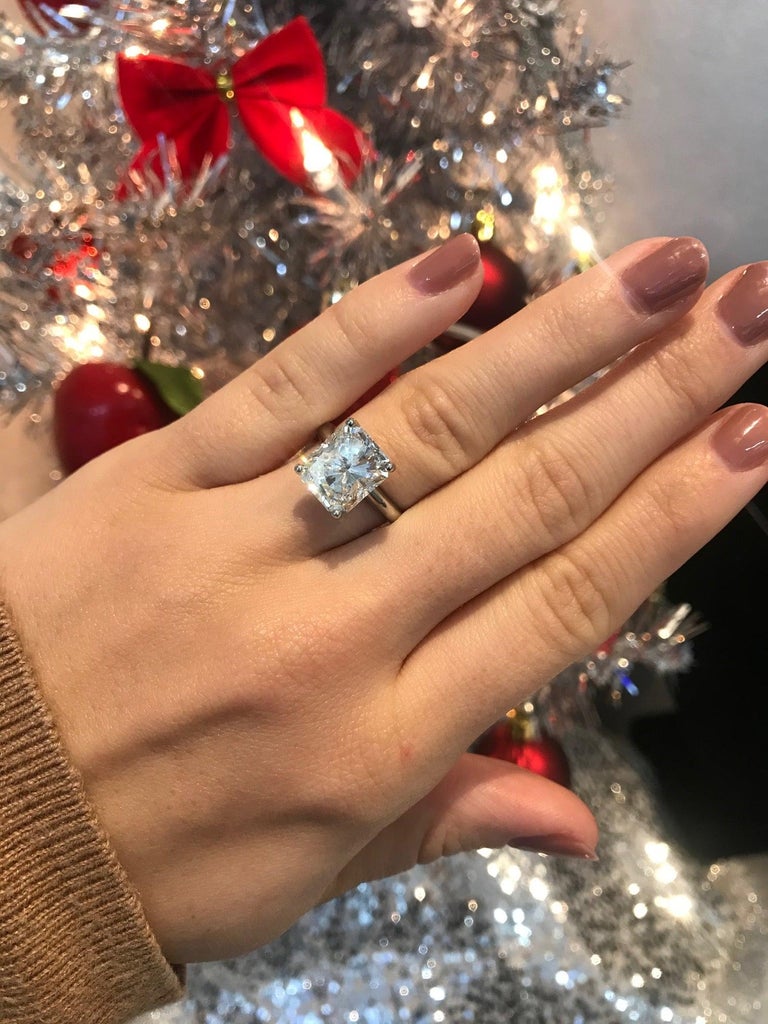 Customizable GIA Radiant 5 Carat Diamond Solitaire Platinum Engagement ...