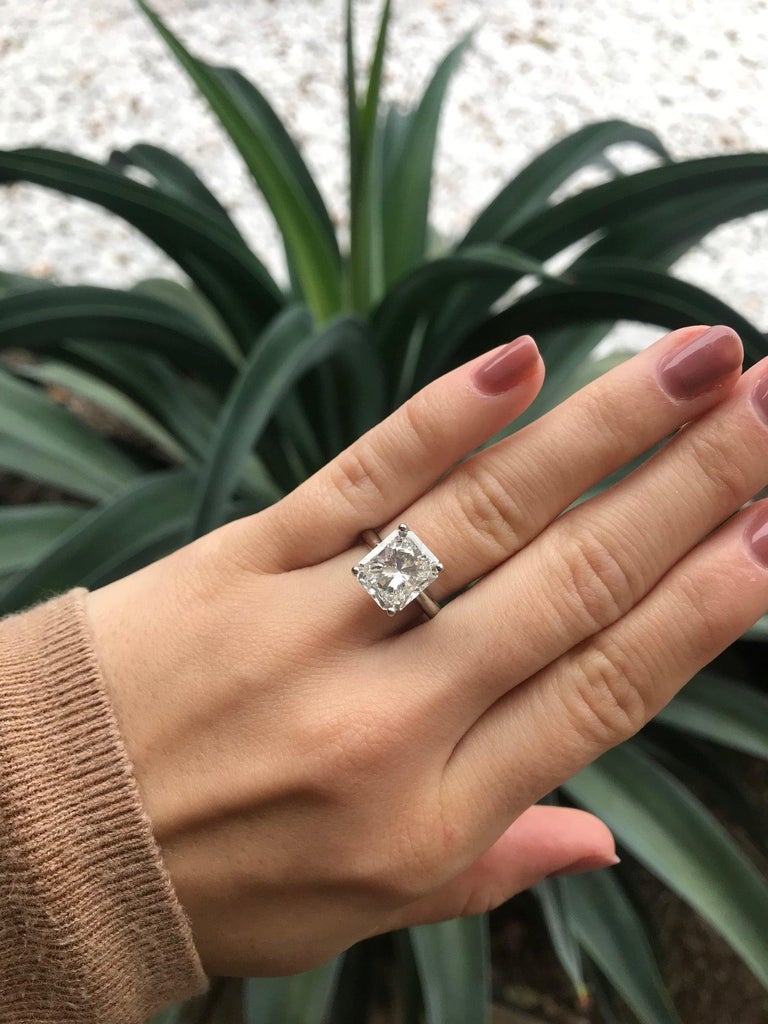 Customizable GIA Radiant 5 Carat Diamond Solitaire Platinum Engagement ...
