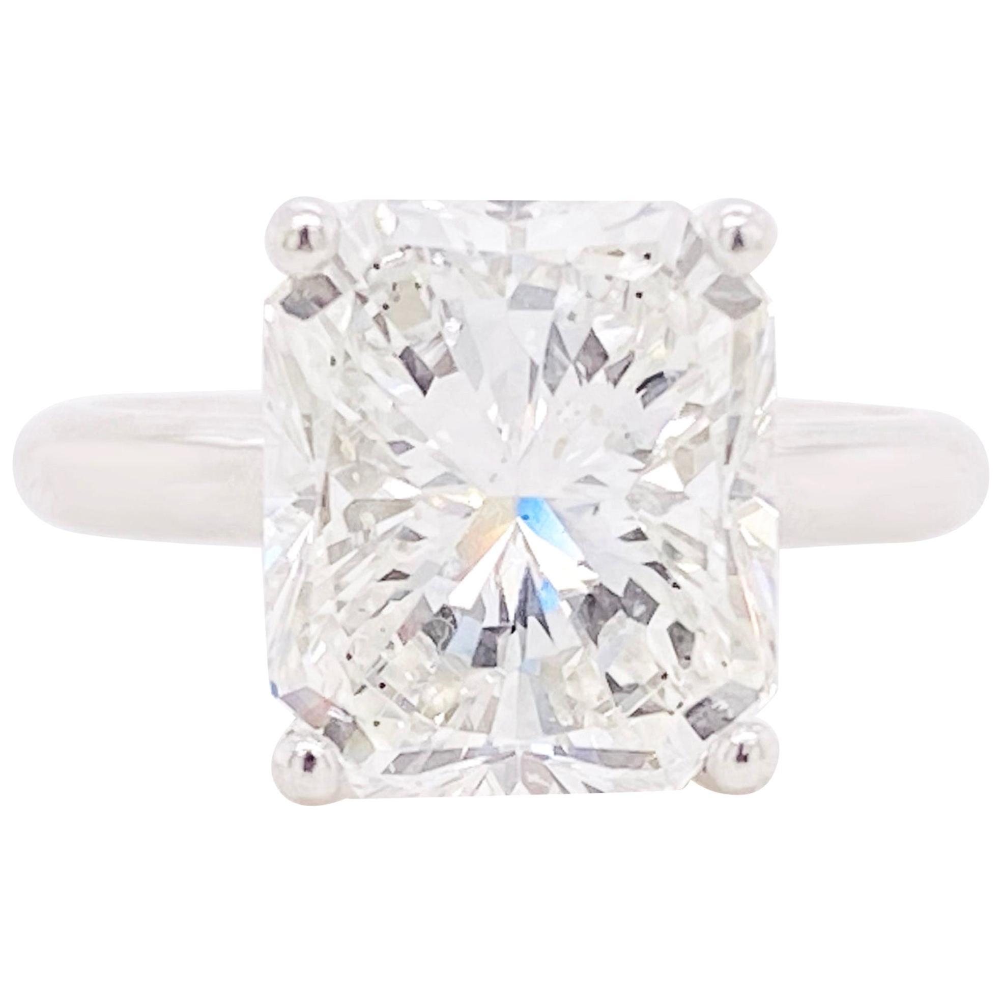 GIA Certified 5 Carat Radiant Cut Diamond Platinum Solitaire Ring For ...