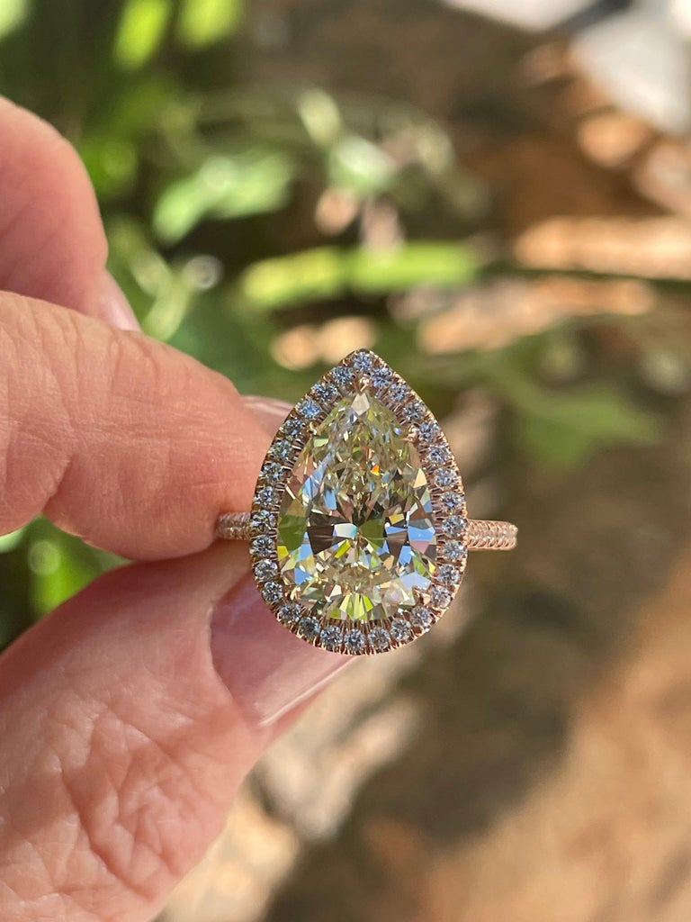 GIA 5.50ct Estate Vintage Pear Diamond Engagement Wedding 14k RG Ring ...