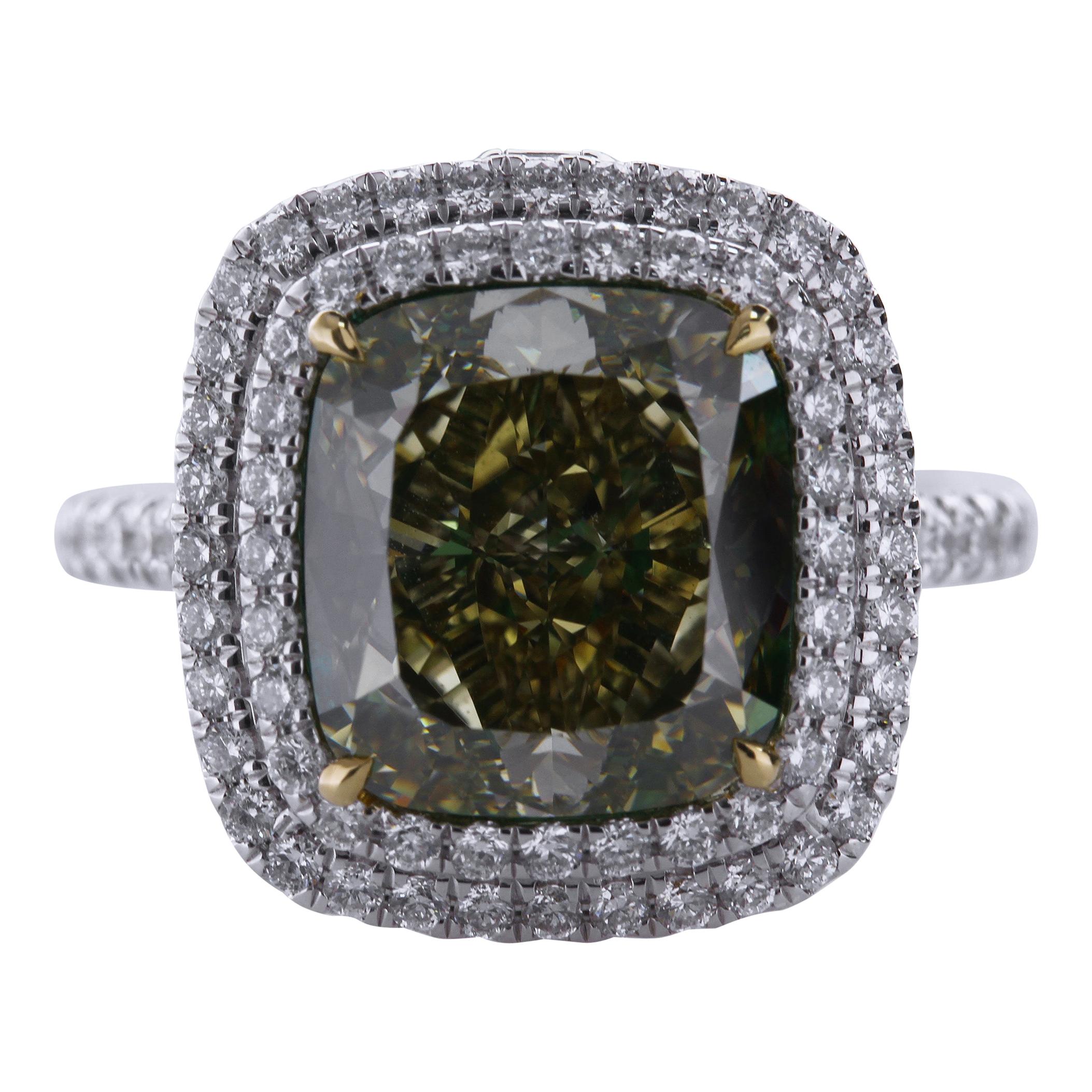 GIA 6.02 Cushion Natural Fancy Deep Brownish Greenish Yellow VS2 ...