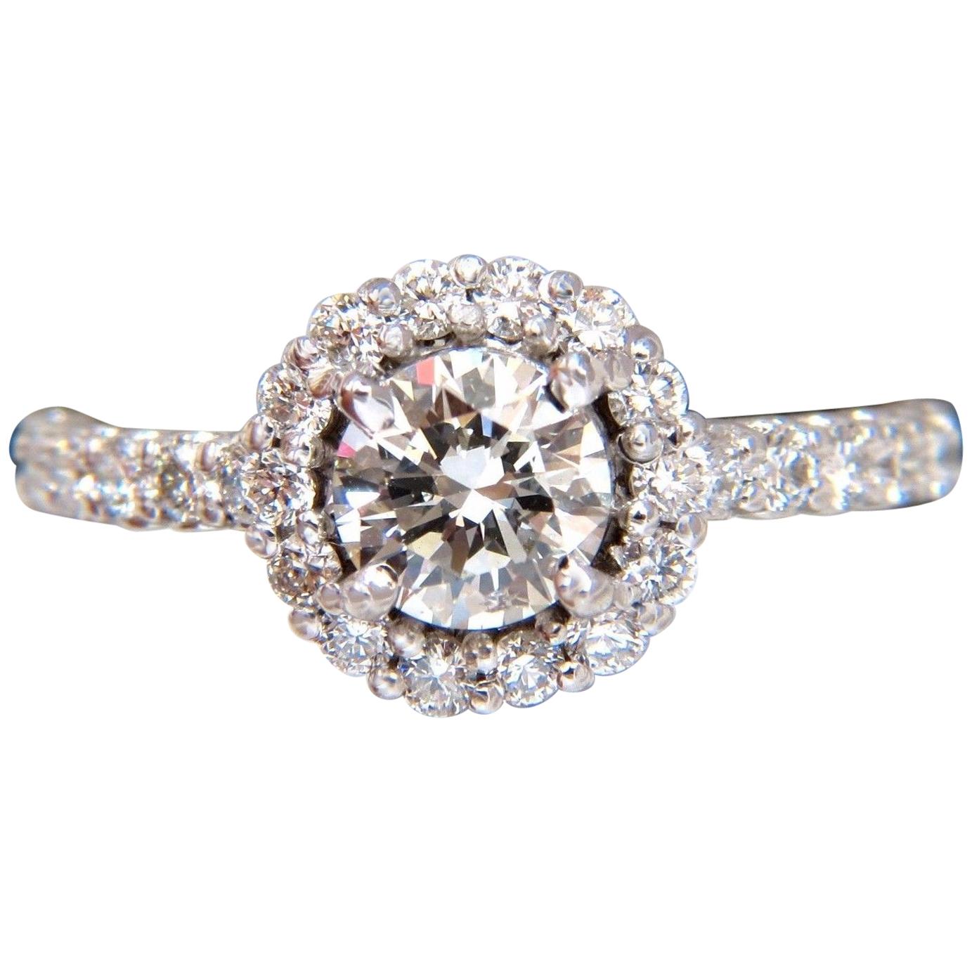 GIA .70 Carat and .50 Carat Round Brilliant Diamonds Ring 14 Karat Halo ...