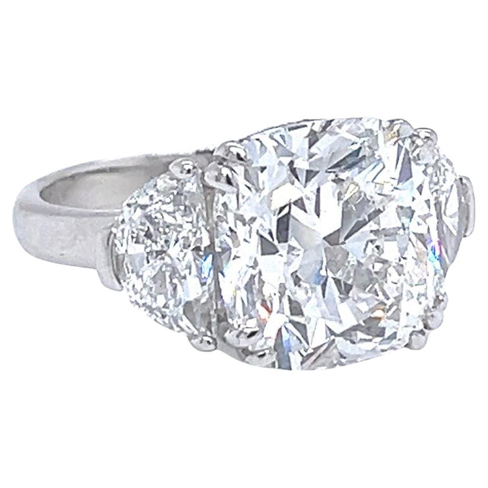 GIA 9.69ct Natural Cushion Cut Diamond Ring Platinum with Half Moon ...