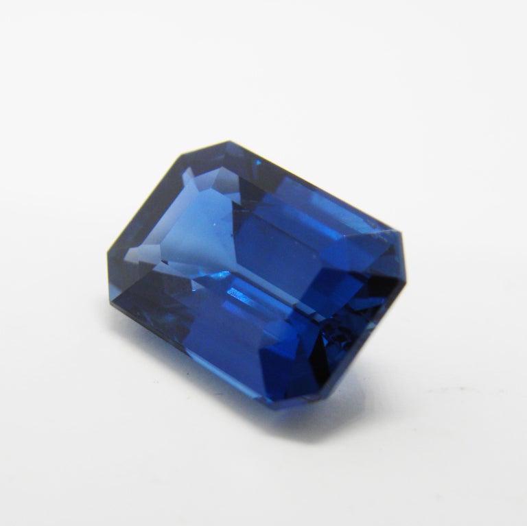 GIA AGL Certified 7.92 Carat No Heat Octagonal Cut Siam Sapphire ...