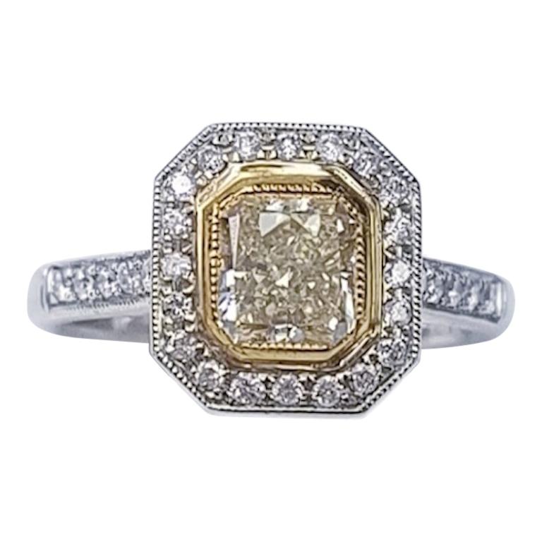 Fancy Deep Brown Orange Cushion Cut Diamond Set in Two-Color Gold Ring ...
