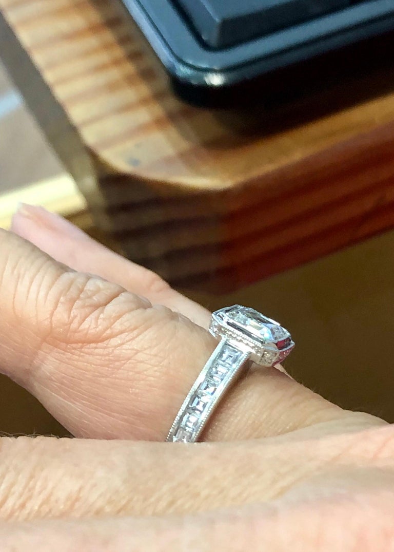 GIA 2.00 Carat Square Emerald Cut Diamond Engagement Ring Carre Cut ...