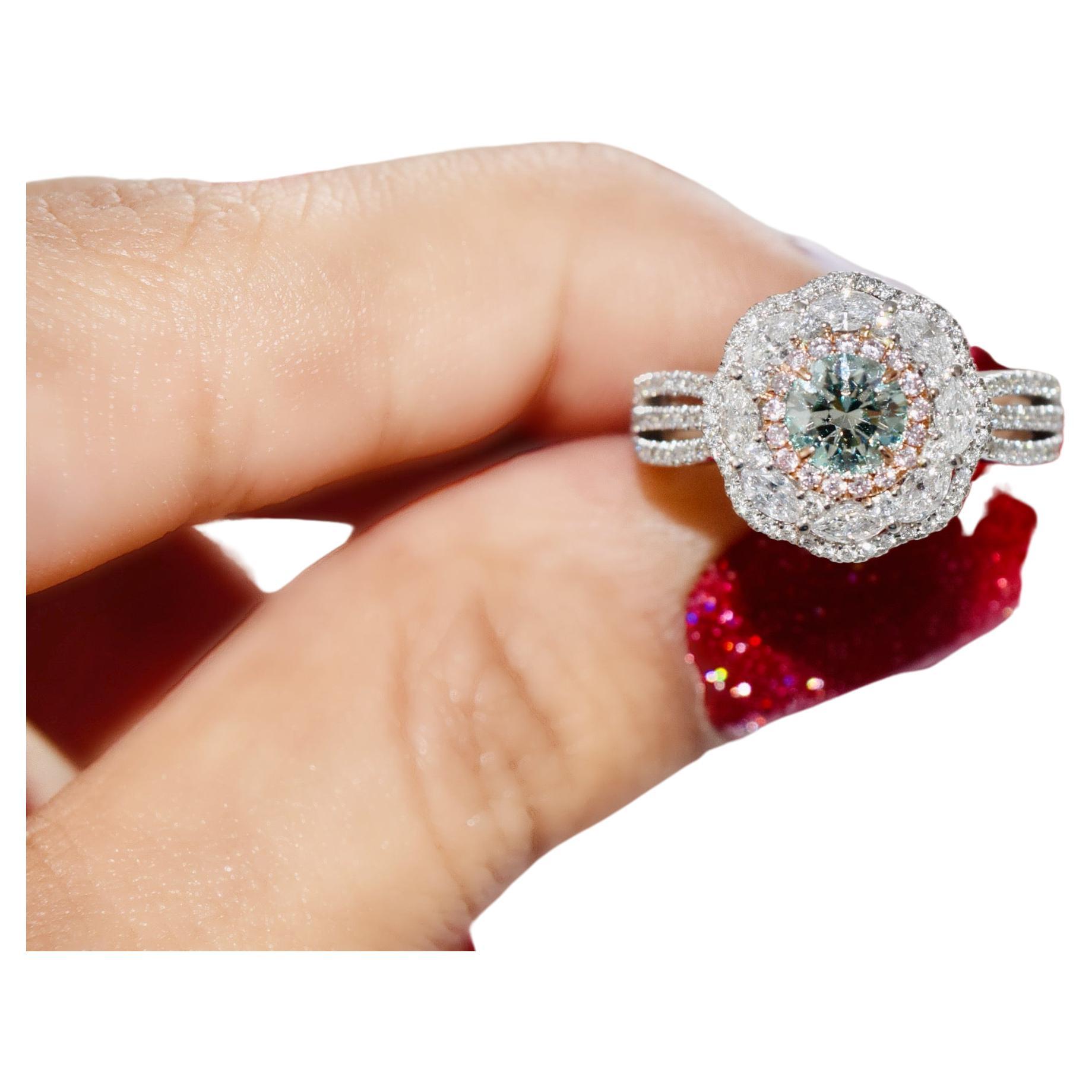 Light Green Diamond Ring - 738 For Sale on 1stDibs | pale green ...