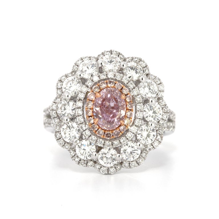 GIA Certified 0.58 Carat Fancy Purple Pink Diamond Ring For Sale at 1stDibs