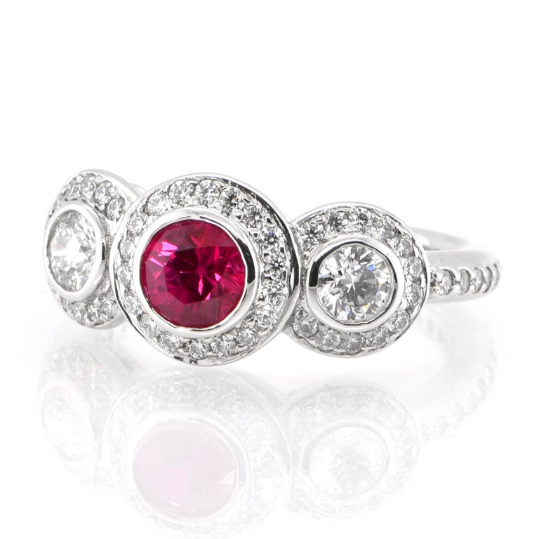 GIA Certified 0.67 Carat Burmese Ruby and Diamond Ring Set in 18k Gold ...