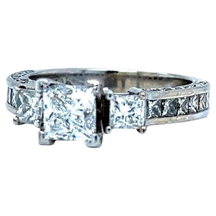 Elegant 14k White Gold GIA Certified 1ct Natural Princess Cut Diamond ...