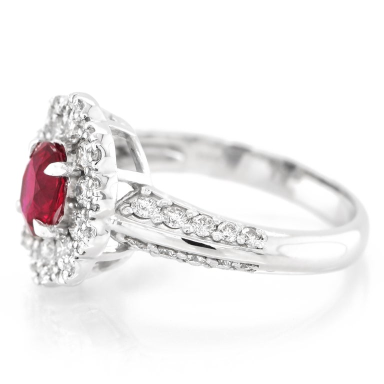 Gia Certified 0.92 Carat Natural Thai 'Siam' Ruby Ring Set in Platinum ...
