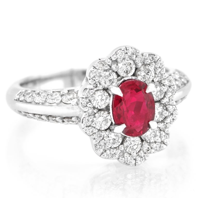Gia Certified 0.92 Carat Natural Thai 'Siam' Ruby Ring Set in Platinum ...