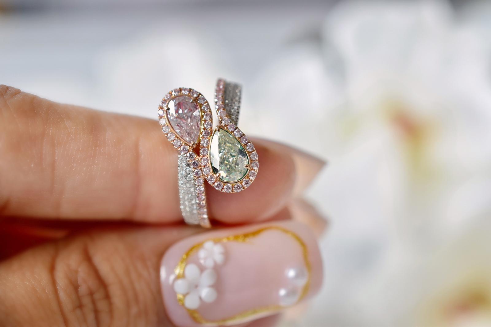 GIA Certified 0.96 Carat Faint Pink and W-X Colour Diamond Cocktail ...