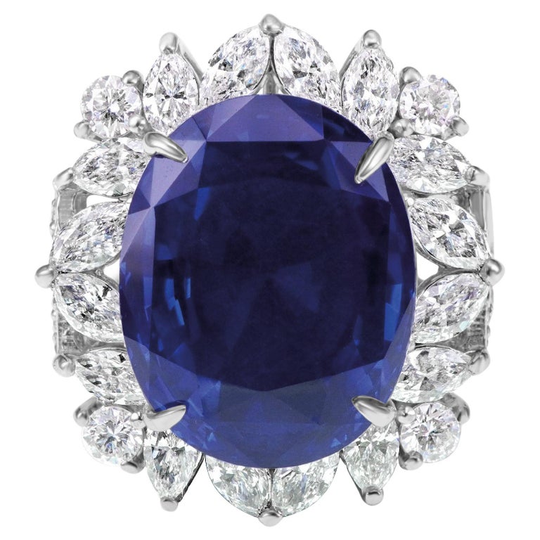 GIA Certified 10 Carat Burma No Heat Blue Sapphire Classical Diamond PT ...