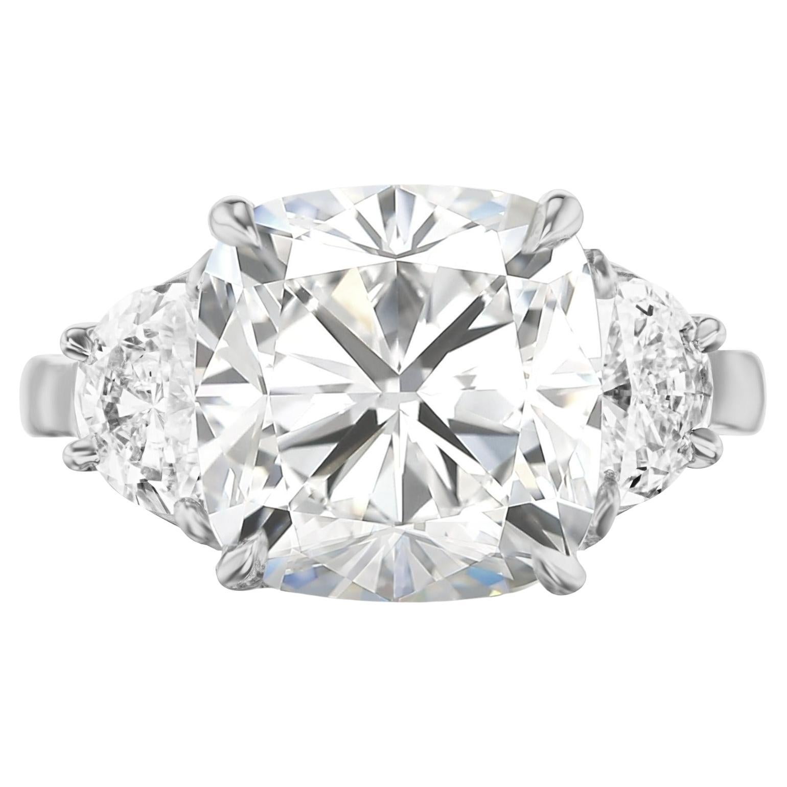 GIA Certified 11 Carat Cushion Cut Diamond Half Moon Ring For Sale at ...