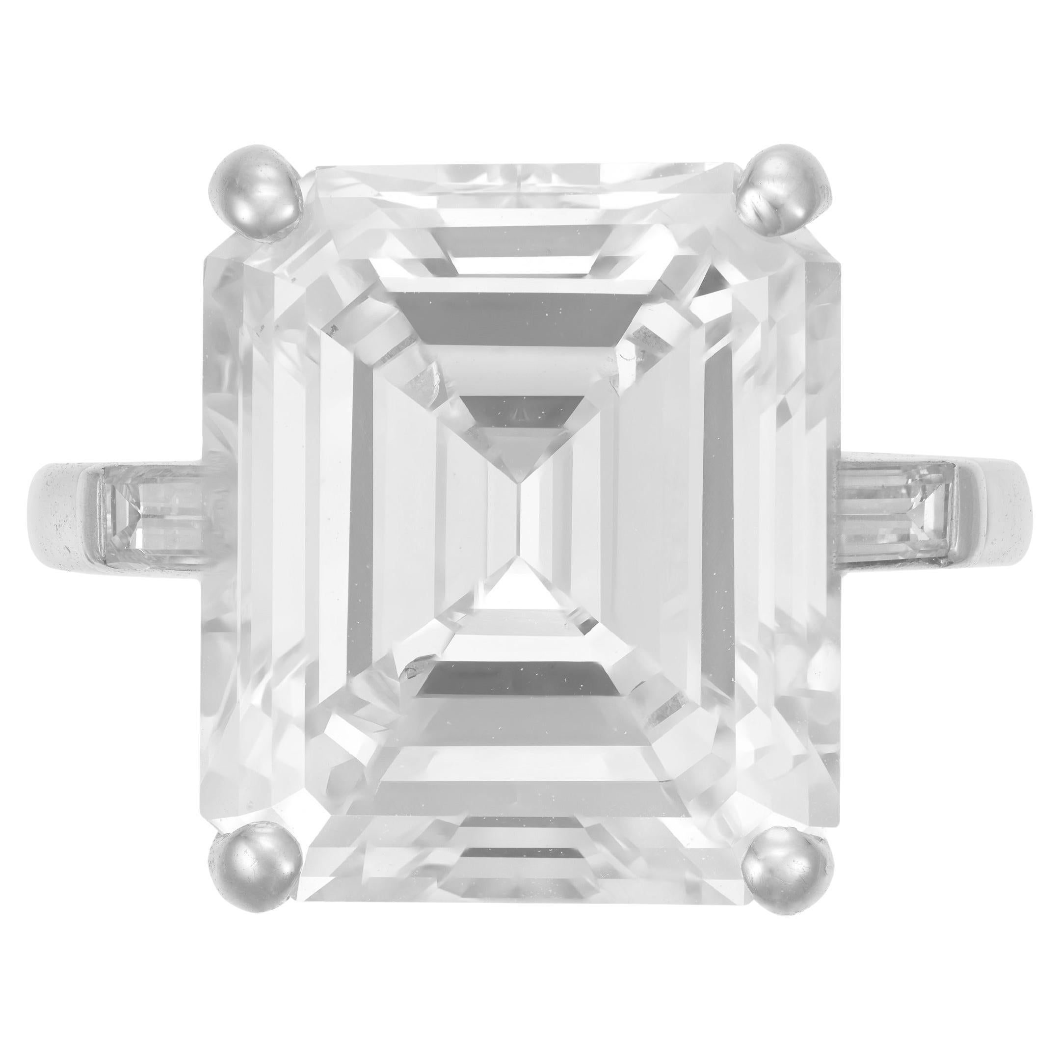 GIA Certified 4 Carat Square Emerald Cut Diamond Platinum Ring For Sale ...