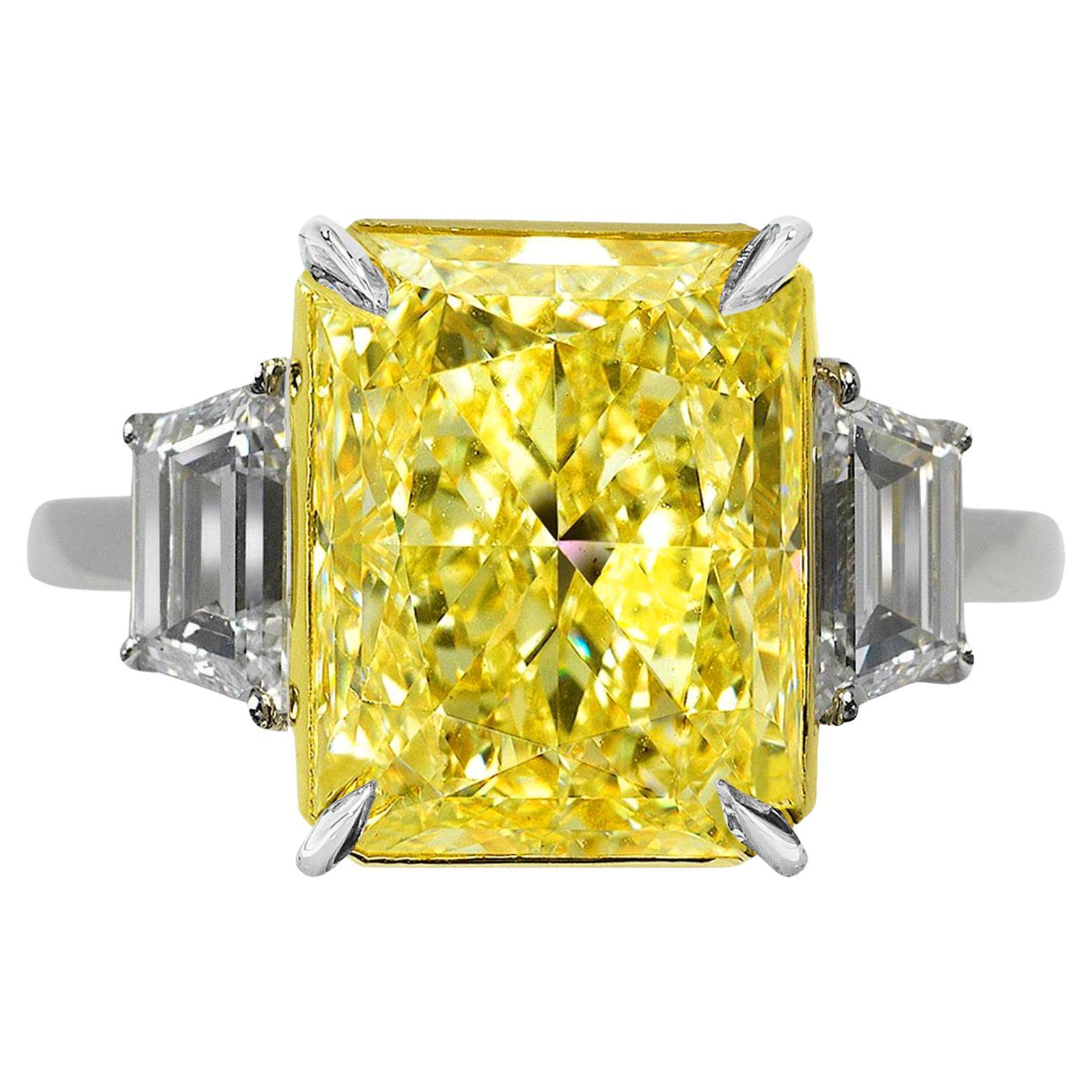 Scarselli 10 Carat Fancy Intense Yellow Internally Flawless Radiant ...