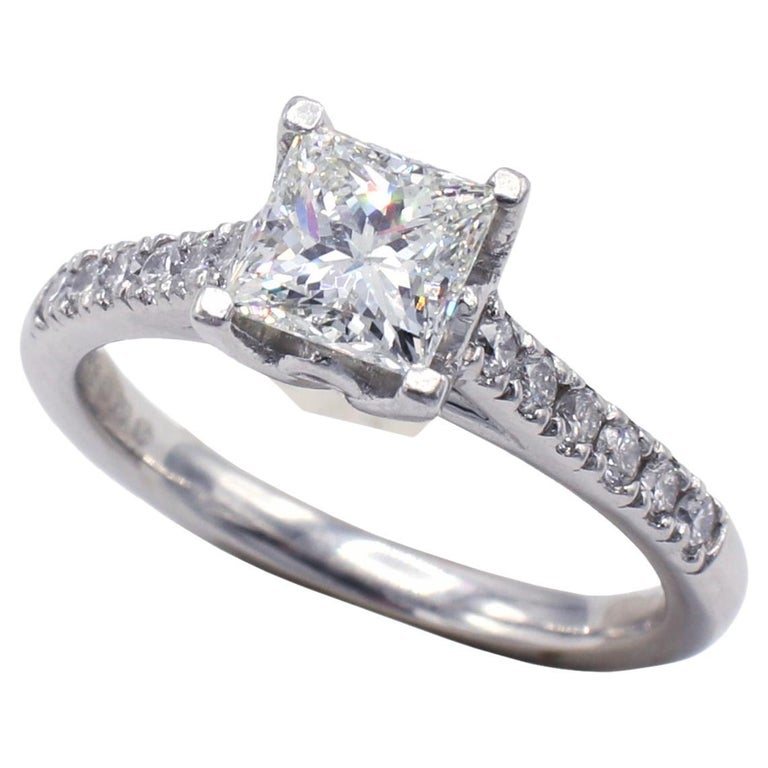GIA Certified 1.00 Carat I SI1 Princess Cut Diamond Platinum Engagement ...