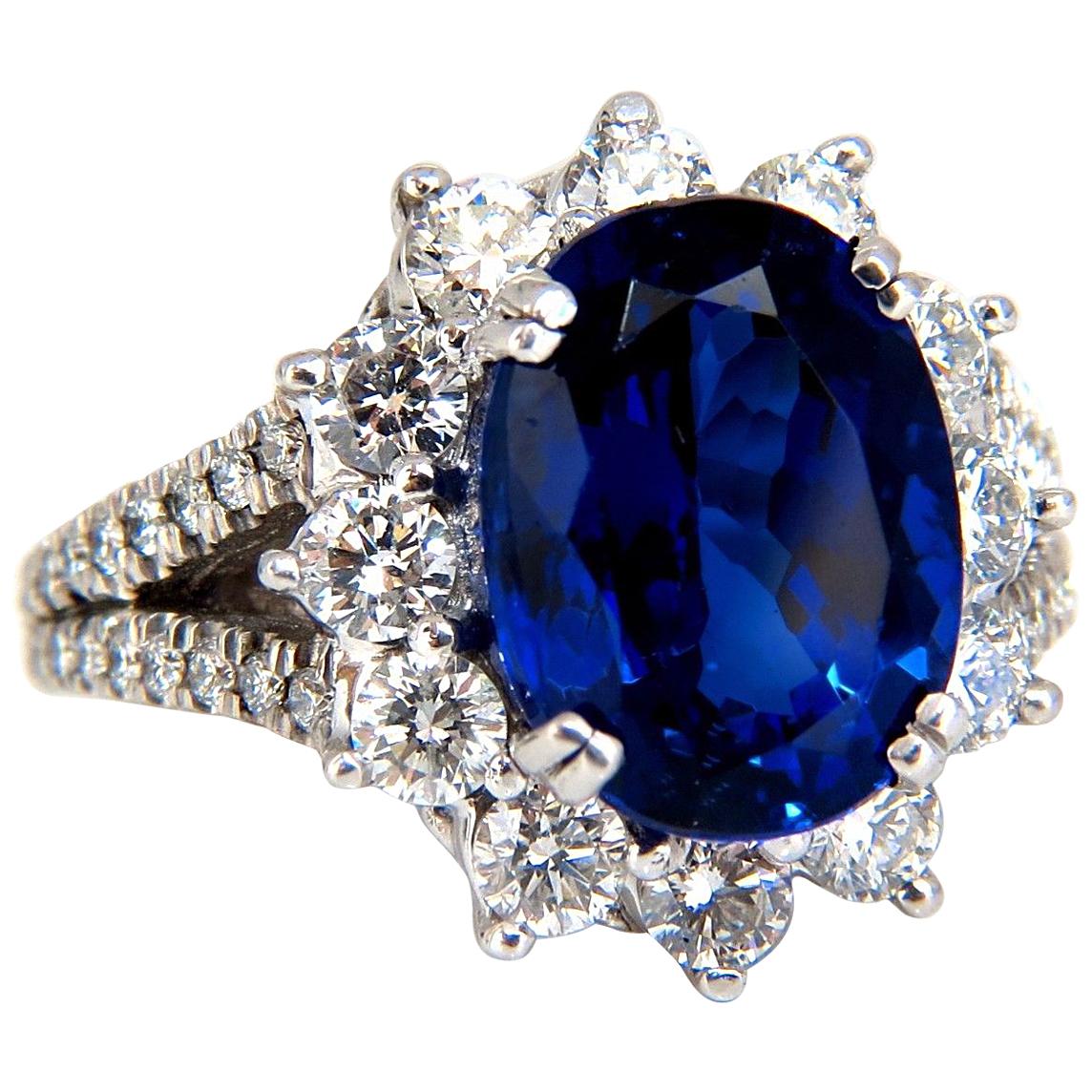 GIA Certified 10.00ct natural Blue Tanzanite diamonds ring 18kt Royal ...