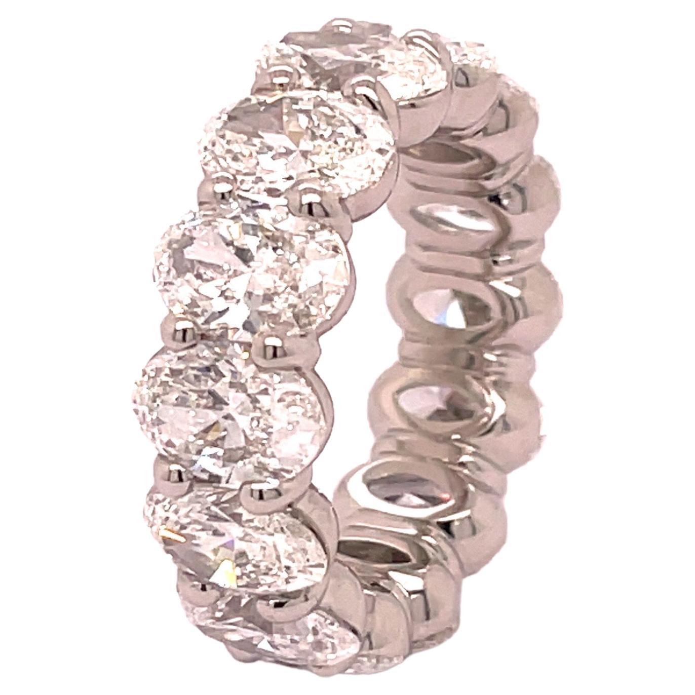 GIA Certified 9.89 Carat Elongated Oval Eternity Band For Sale at ...