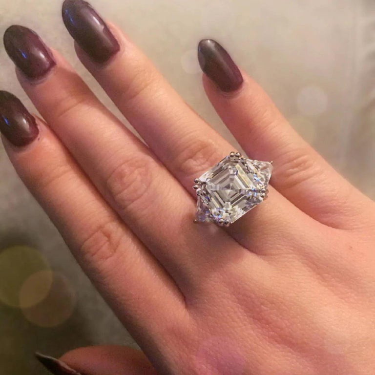 GIA Certified 10.03 Carat Asscher Cut Diamond Platinum Ring For Sale at ...