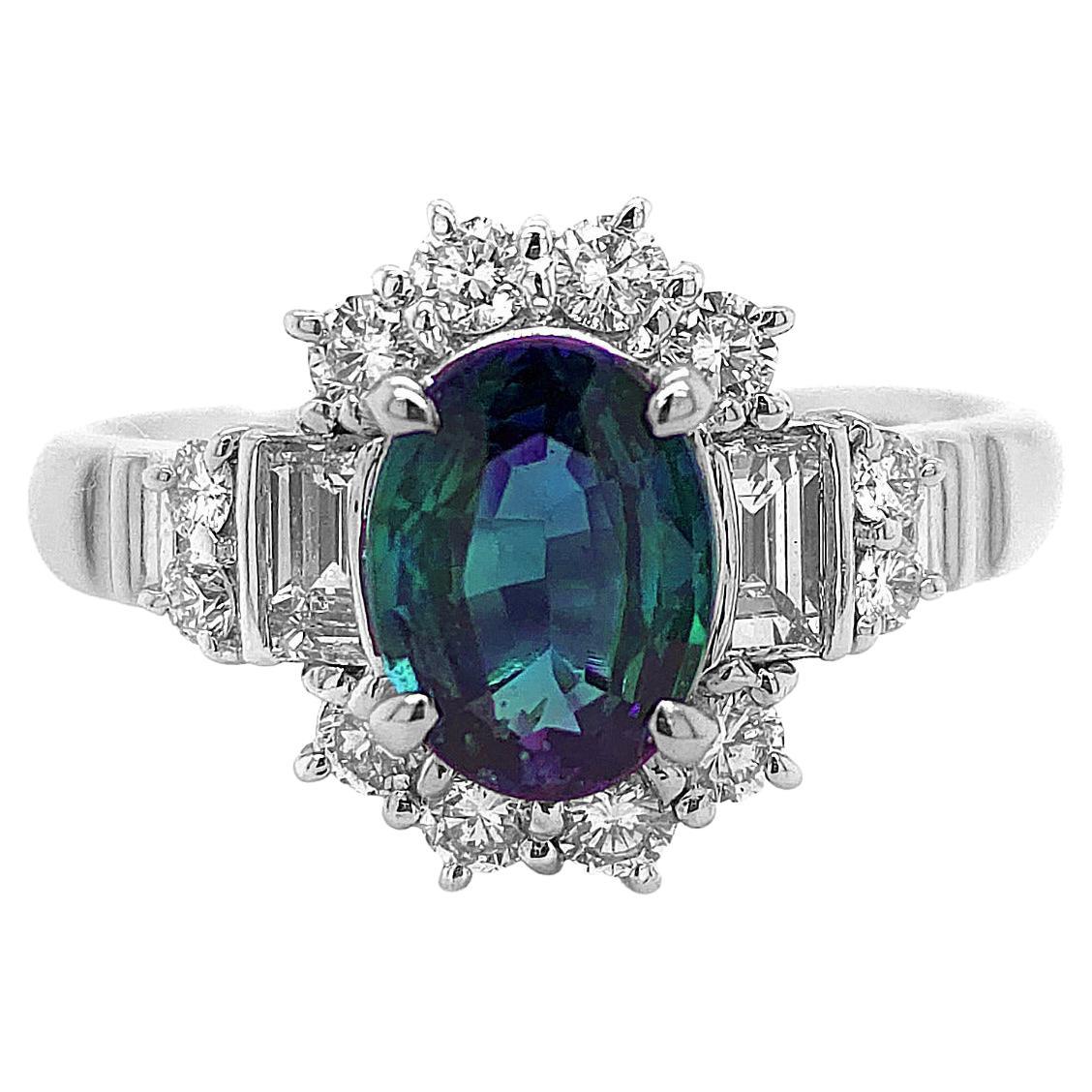 Natural Alexandrite Diamond Gold Platinum Ring 4.14 Carat at 1stDibs ...