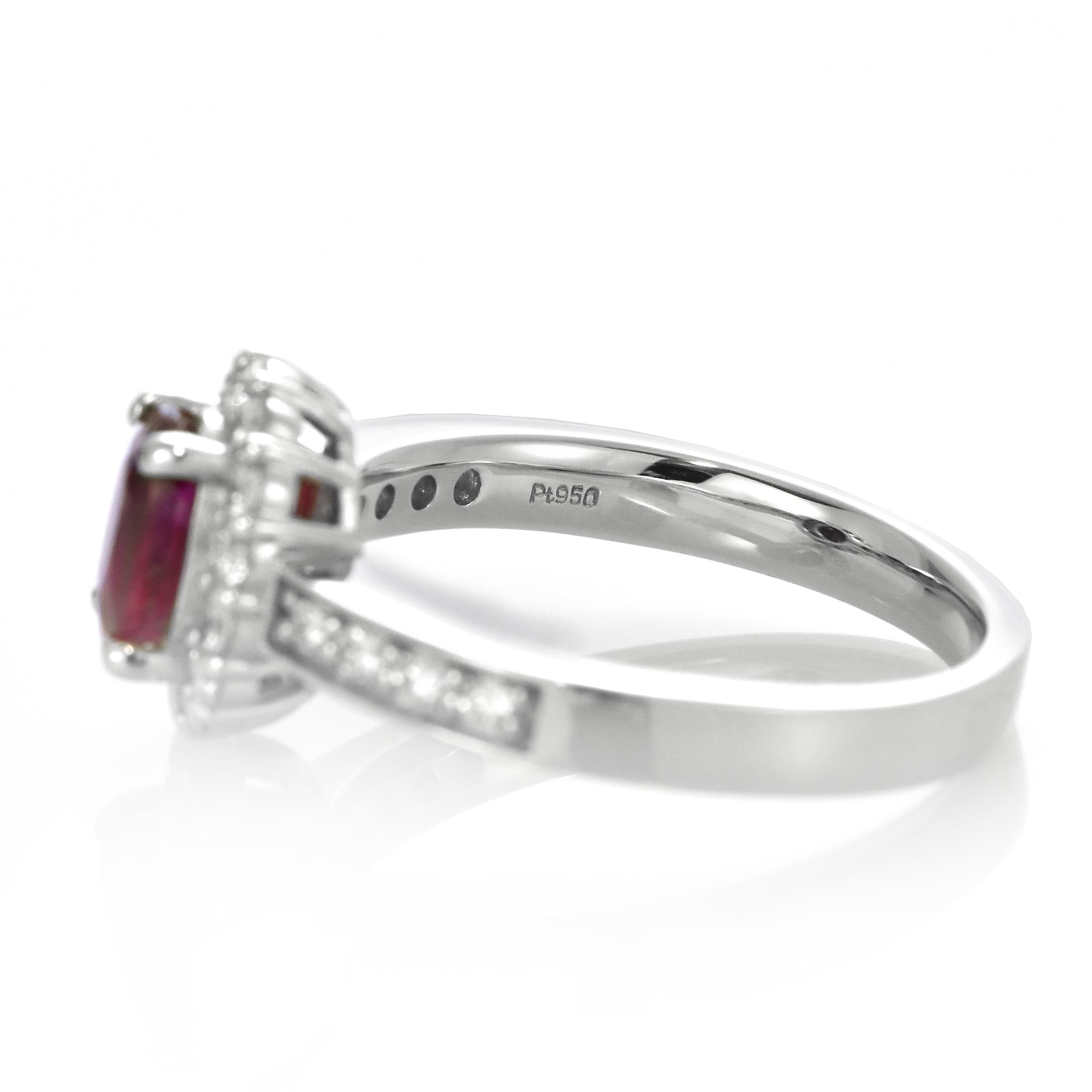 GIA Certified 1.01 Carat No Heat, Burma, Pigeon Blood Ruby Ring Made in Platinum For Sale at 1stDibs