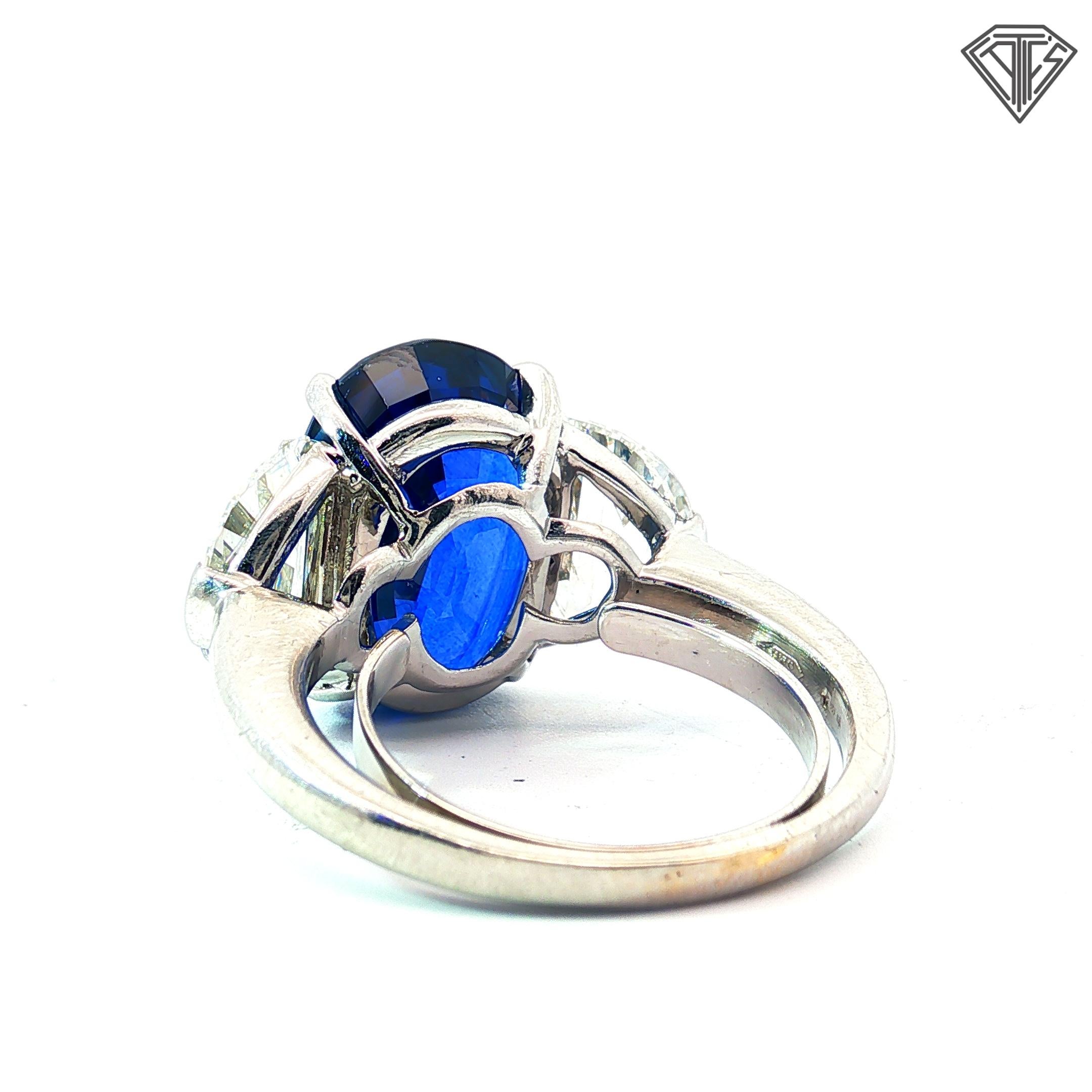 GIA Certified 10.12 Ct Royal Blue Ceylon Sapphire and Diamond Ring in ...