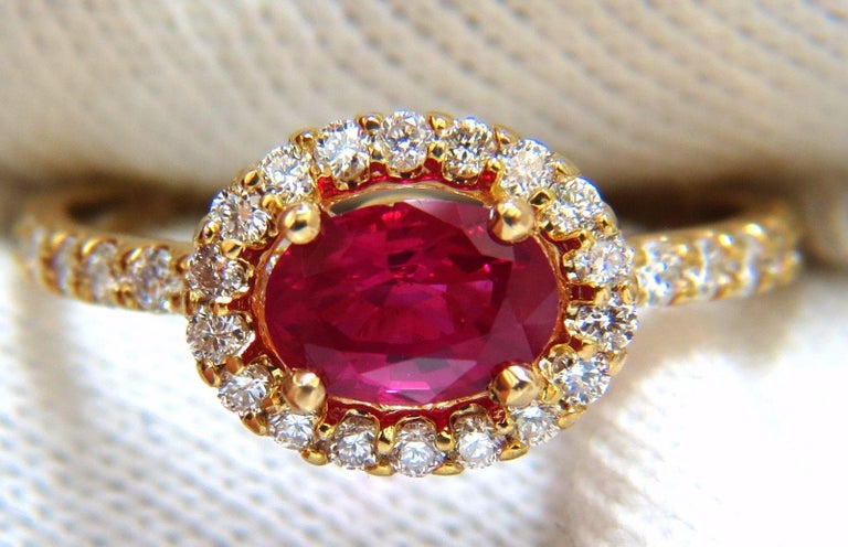 GIA Certified 1.01ct oval cut red ruby and .50ct diamonds ring 14kt ...